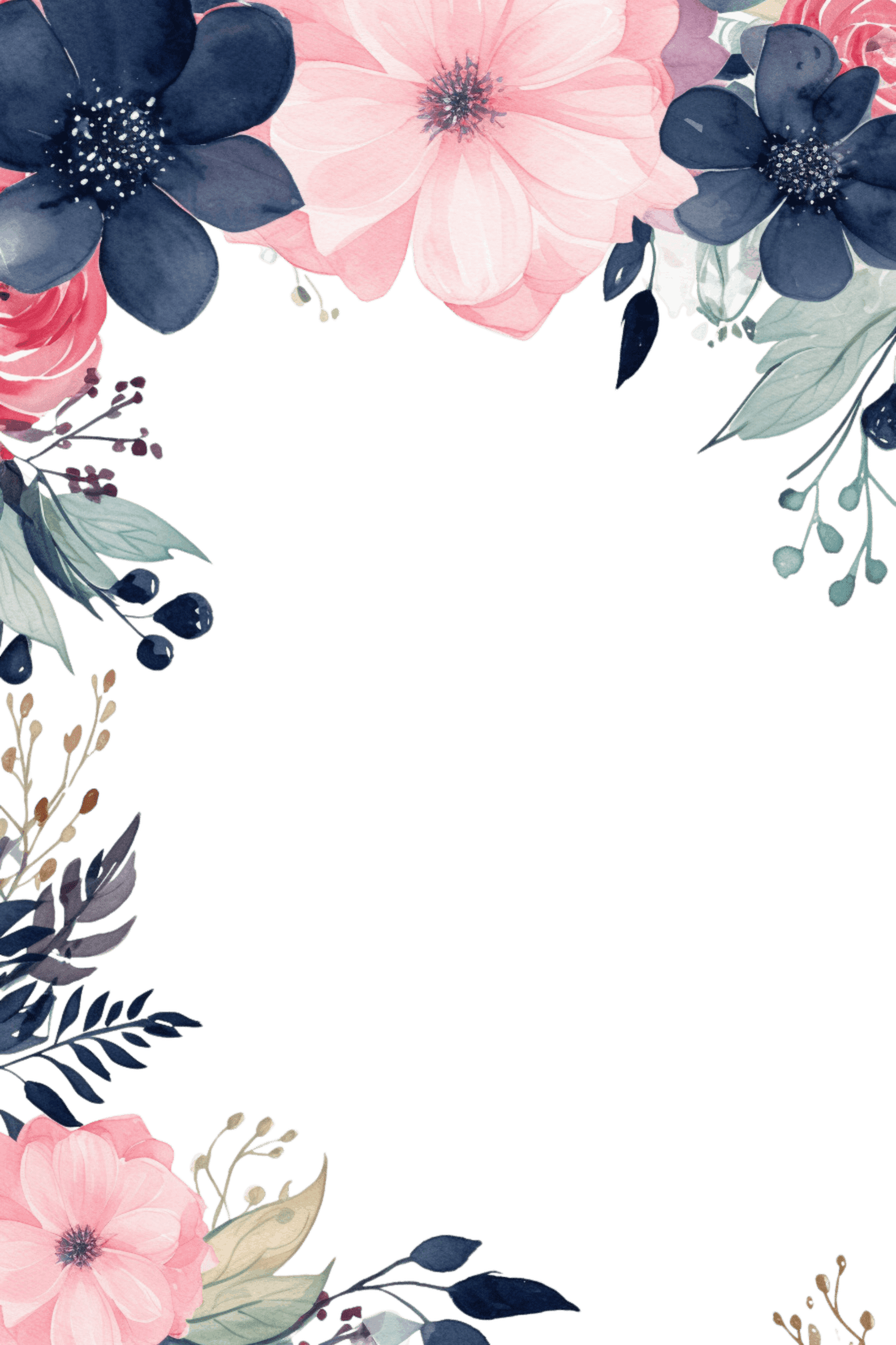 Pink & Blue Page Borders PNG Images - Free Design Palace