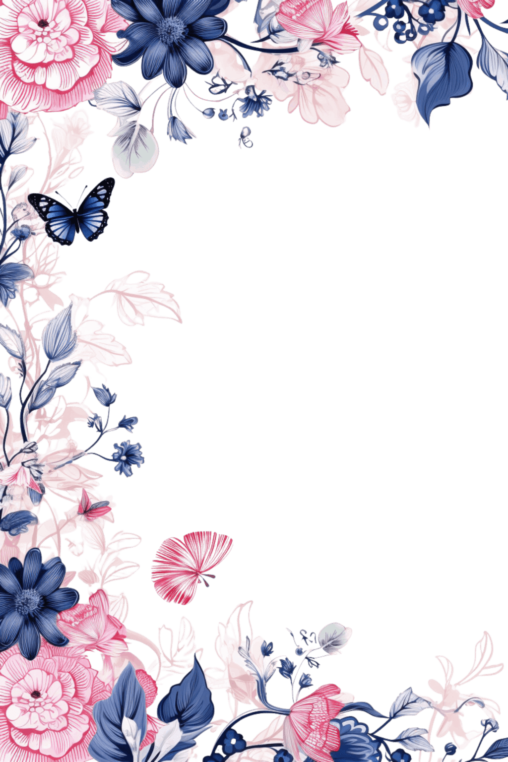 Pink & Blue Page Borders PNG Images - Free Design Palace