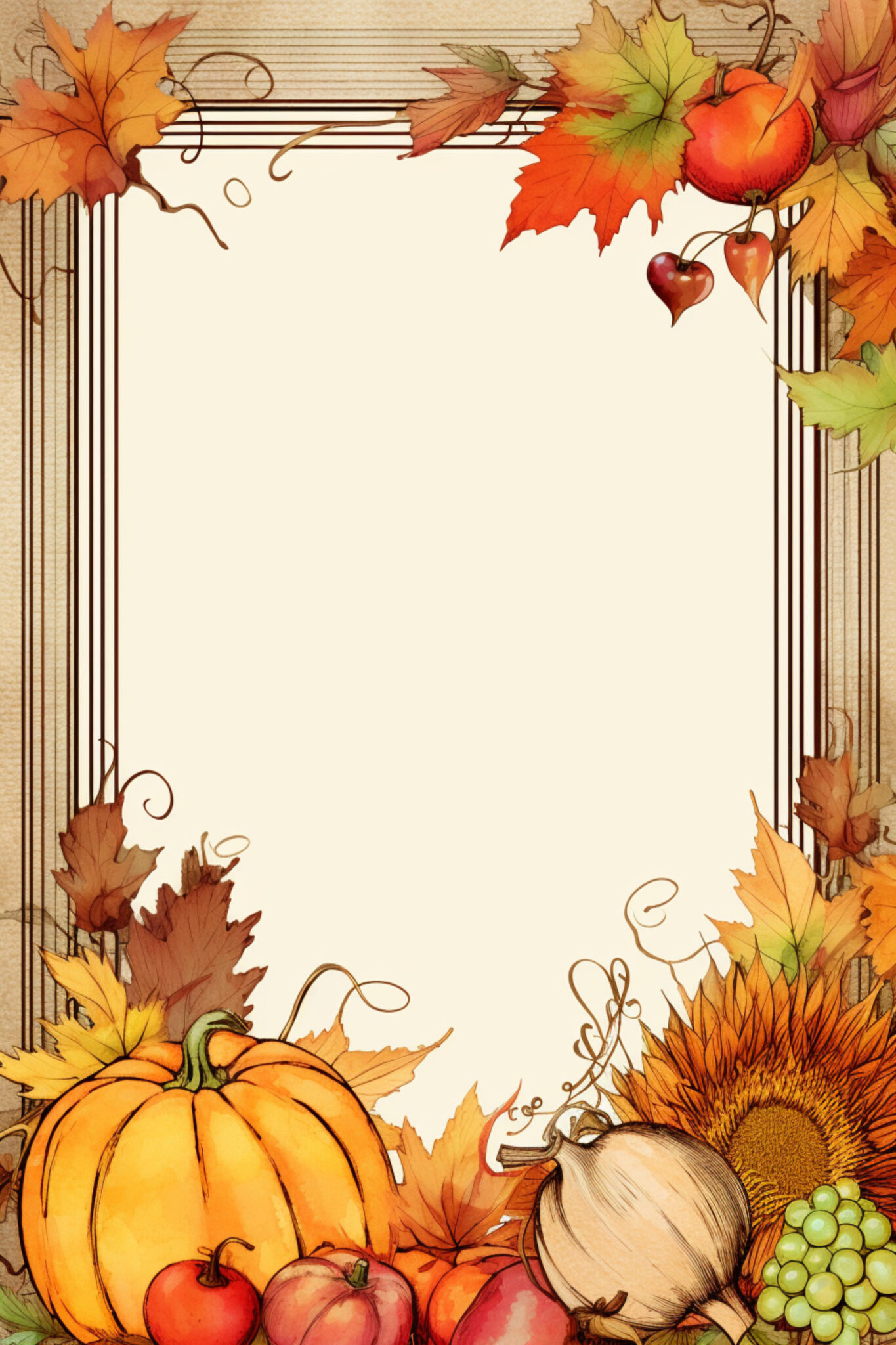 Fall & Thanksgiving Page Border Backgrounds - Free Design Palace