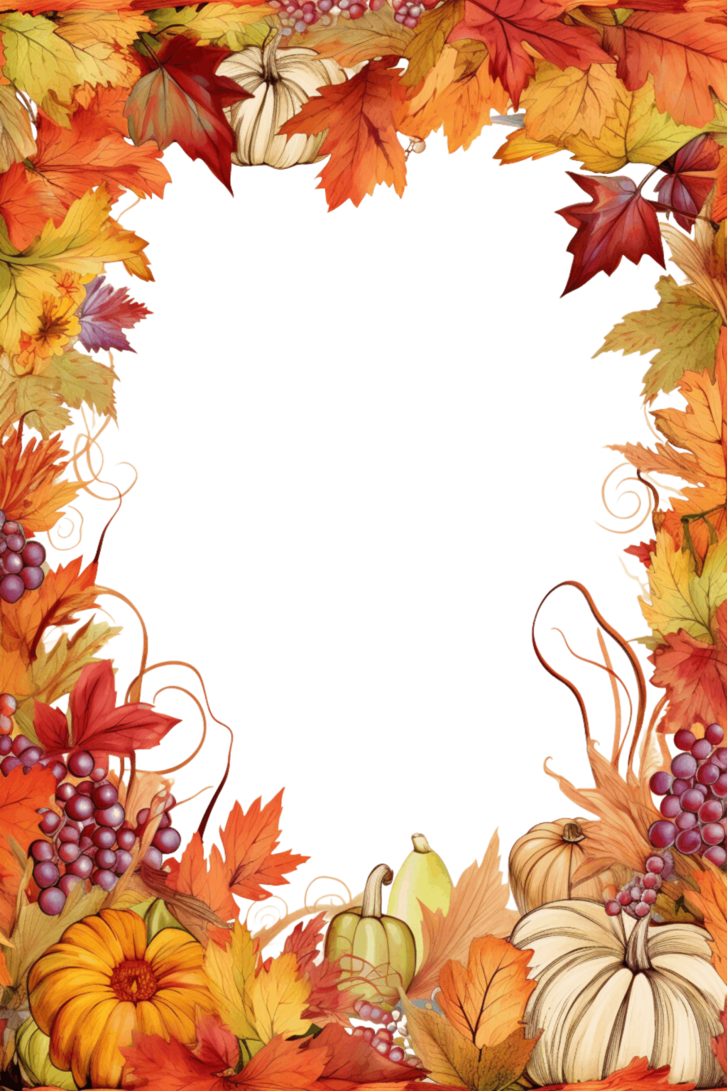Fall & Thanksgiving Page Borders PNG Images - Free Design Palace