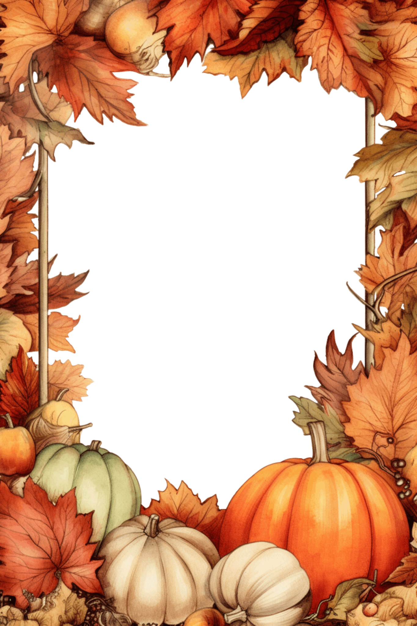 Fall & Thanksgiving Page Borders PNG Images - Free Design Palace