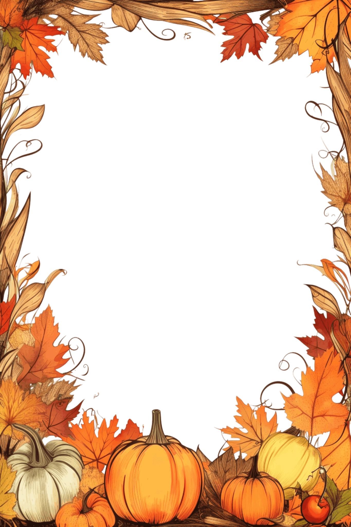Fall & Thanksgiving Page Borders PNG Images - Free Design Palace
