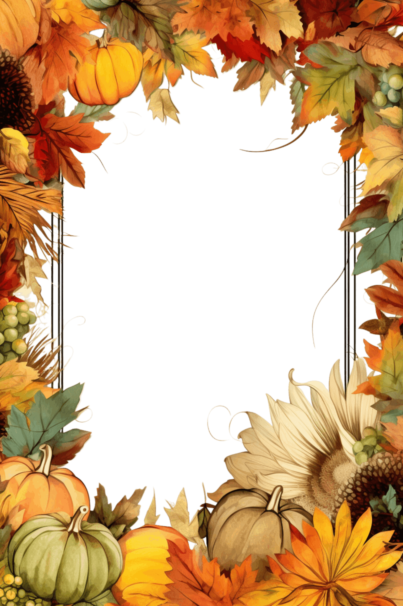 Fall & Thanksgiving Page Borders PNG Images - Free Design Palace